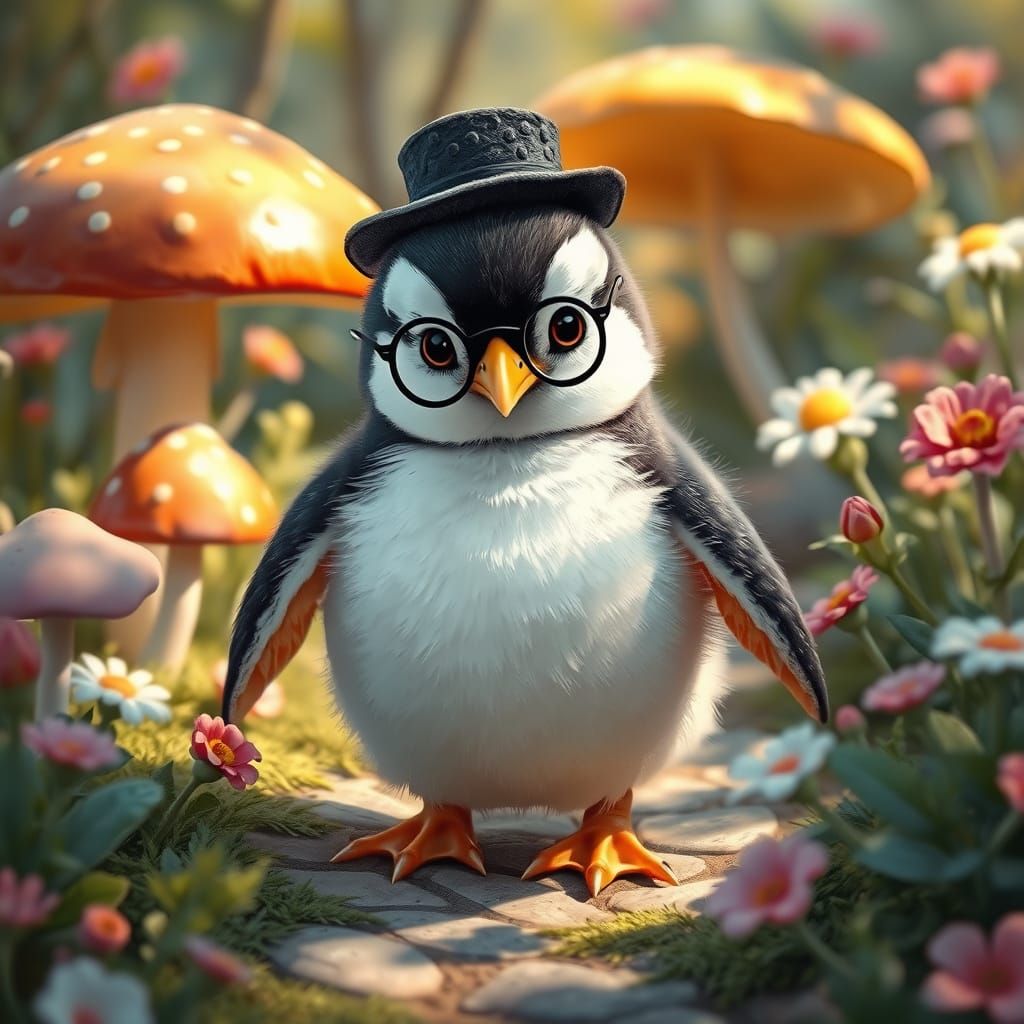 Whimsical Penguin Chick Waddles Through Enchanted ... - AI Art