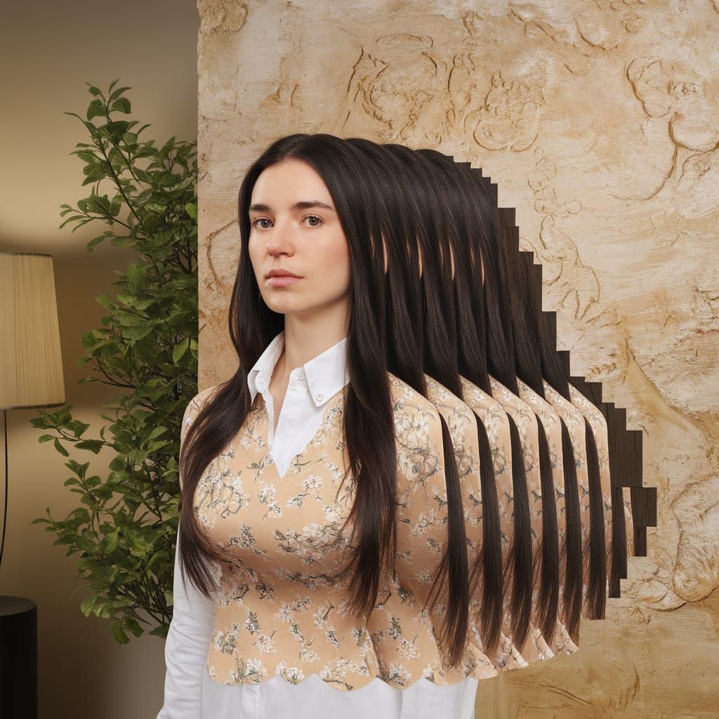 Optical illusion - Woman in Optical Illusion Against Textur...