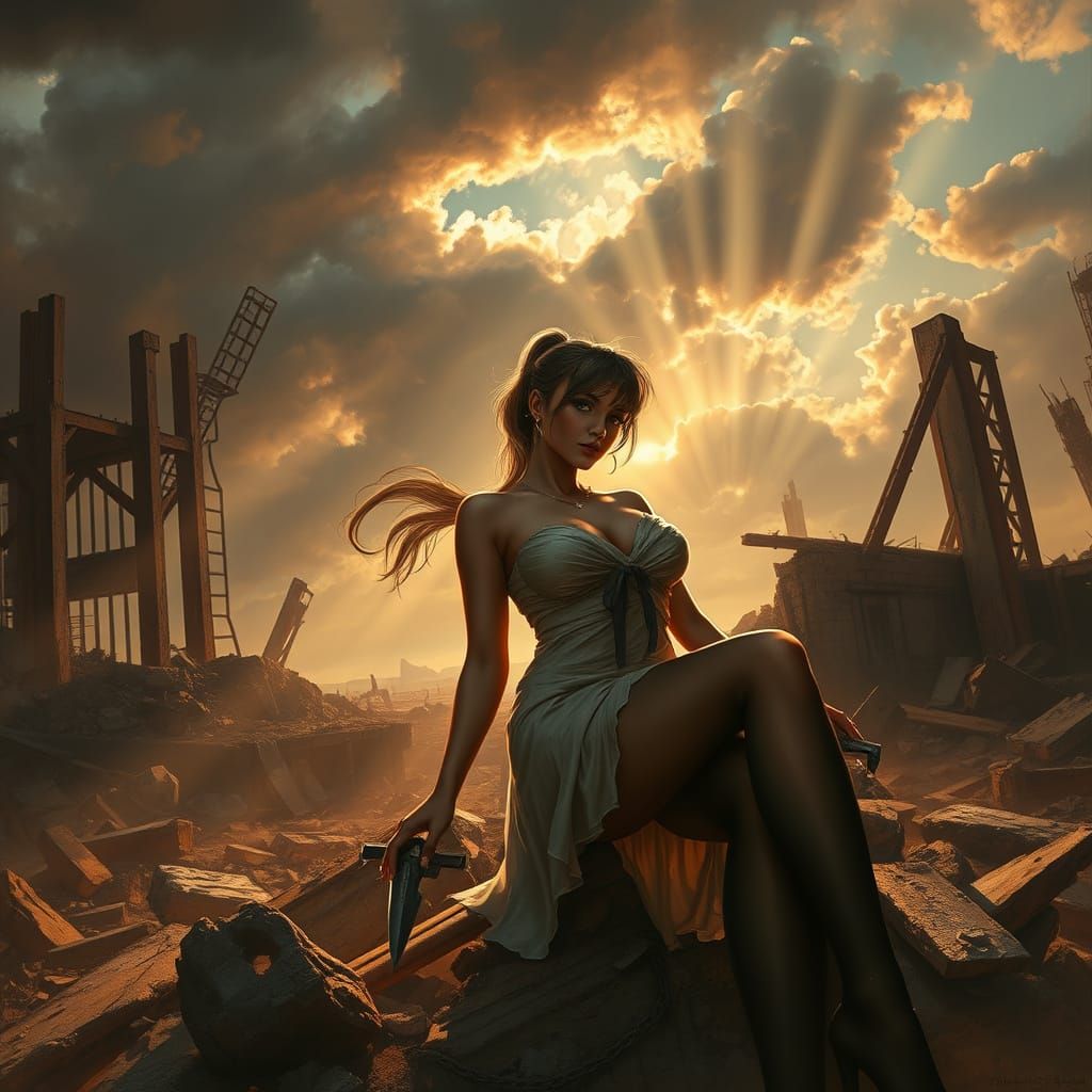 Deception - Hope in the Ruins: A Chiaroscuro Masterwork