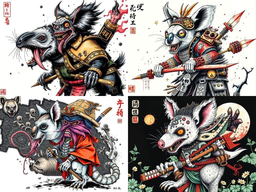 Mysterious Australian Horror Wombat Samurai in Tra... - AI Art