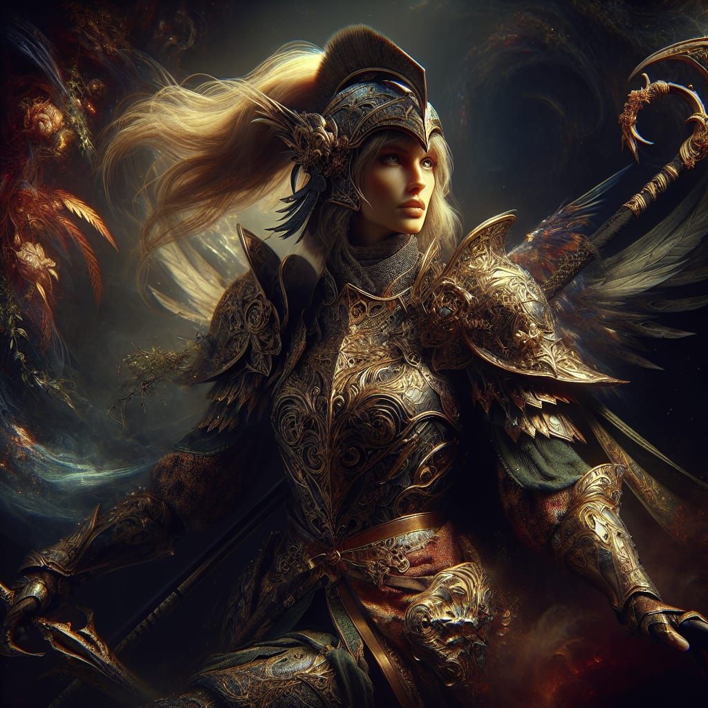 Hyper-realistic beautiful female warrior in Luis Royo style