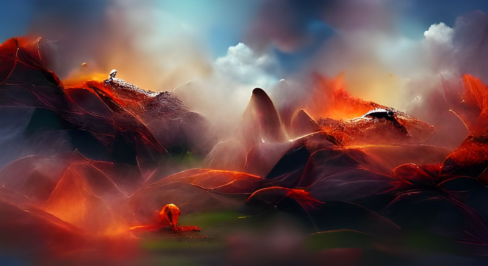 Magma creature having a picnic amongst carnage - AI Generated Artwork ...