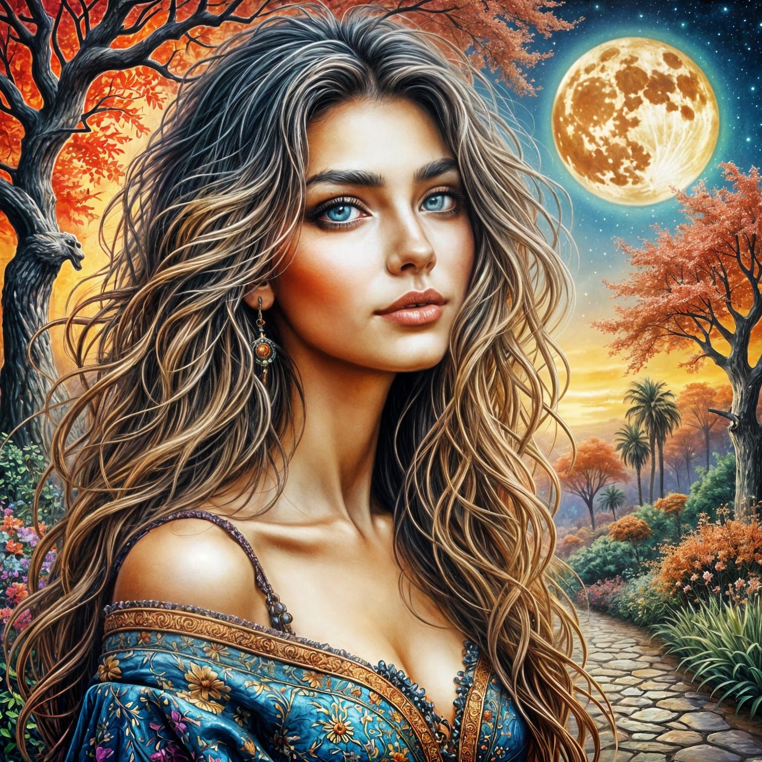 An Early Evening in the Park. - Celestial Evening in Art Nou...