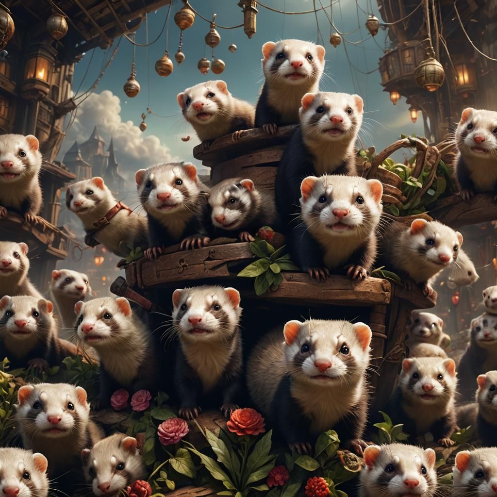 Happy playful ferret - AI Generated Artwork - NightCafe Creator