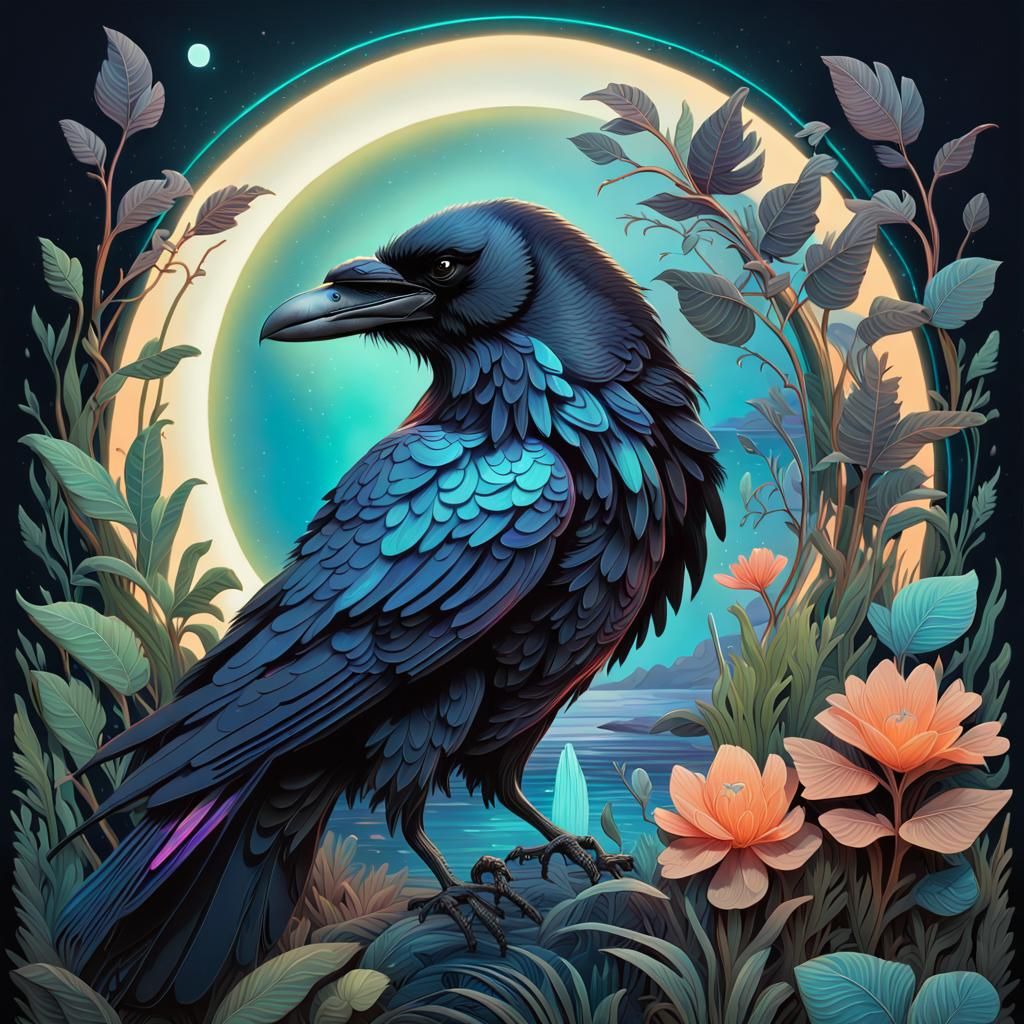 The Moonlit Raven. - AI Generated Artwork - NightCafe Creator