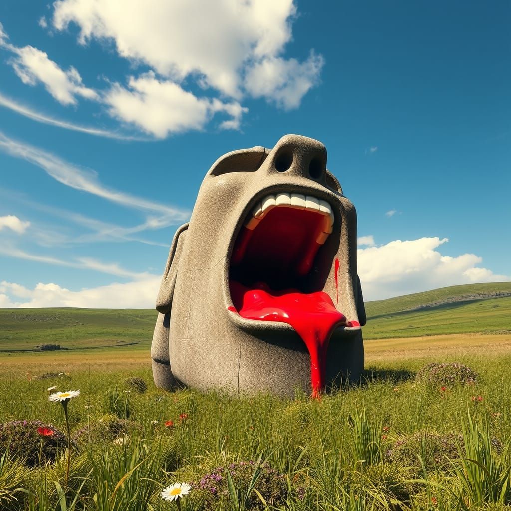 Bit My Tongue - Colossal Stone Head Screams in Lush Verdant ...