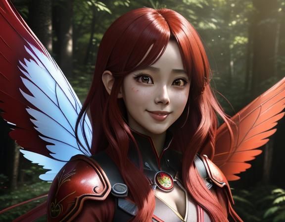 Red Anime Fairy, 1.5, 6 - AI Generated Artwork - NightCafe Creator