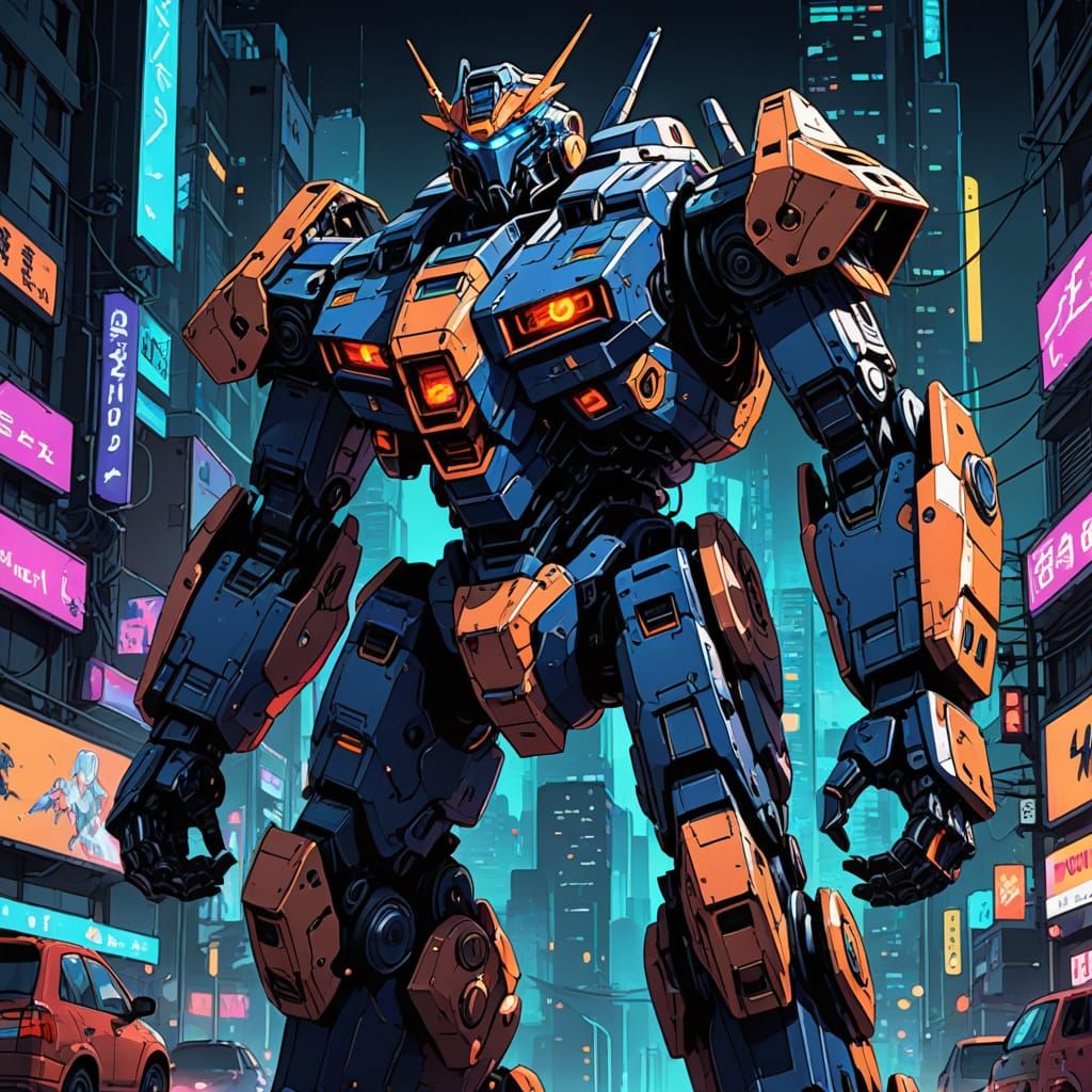 anime mech in japan - Anime-Inspired Mech Dominates Ruined J...