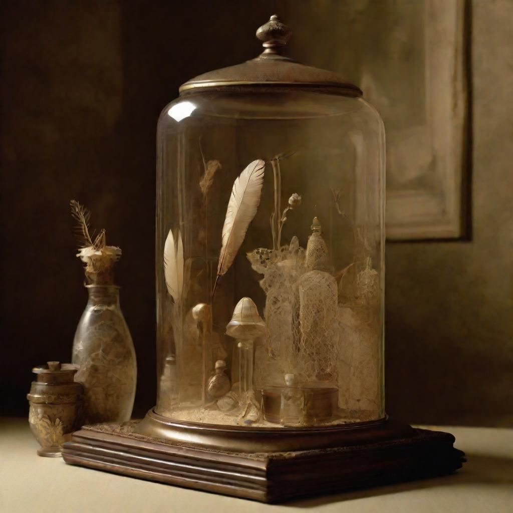 Art by Joseph Cornell, Victorian-inspired jar, single curiosity cabinet ...