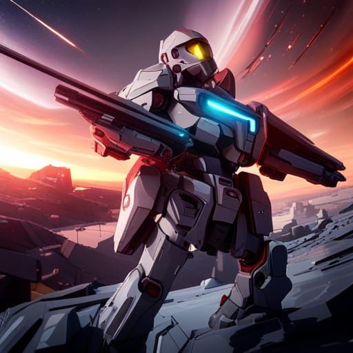 Gundam fighting space alien - AI Generated Artwork - NightCafe Creator