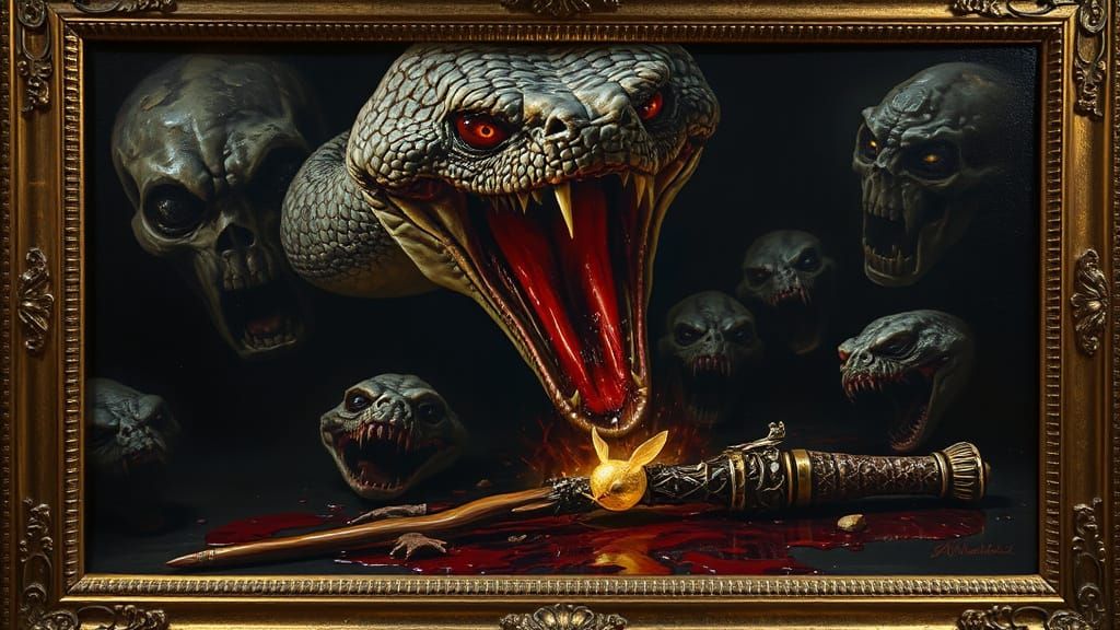 Dark Baroque Masterpiece: Voldemort's Snake Face i... - AI Art
