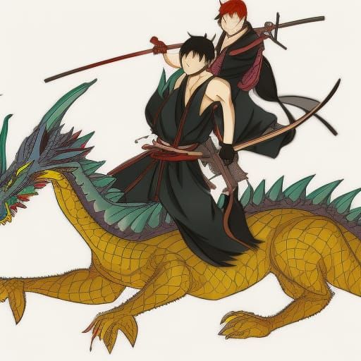 Samurai Riding A Dragon - AI Generated Artwork - NightCafe Creator