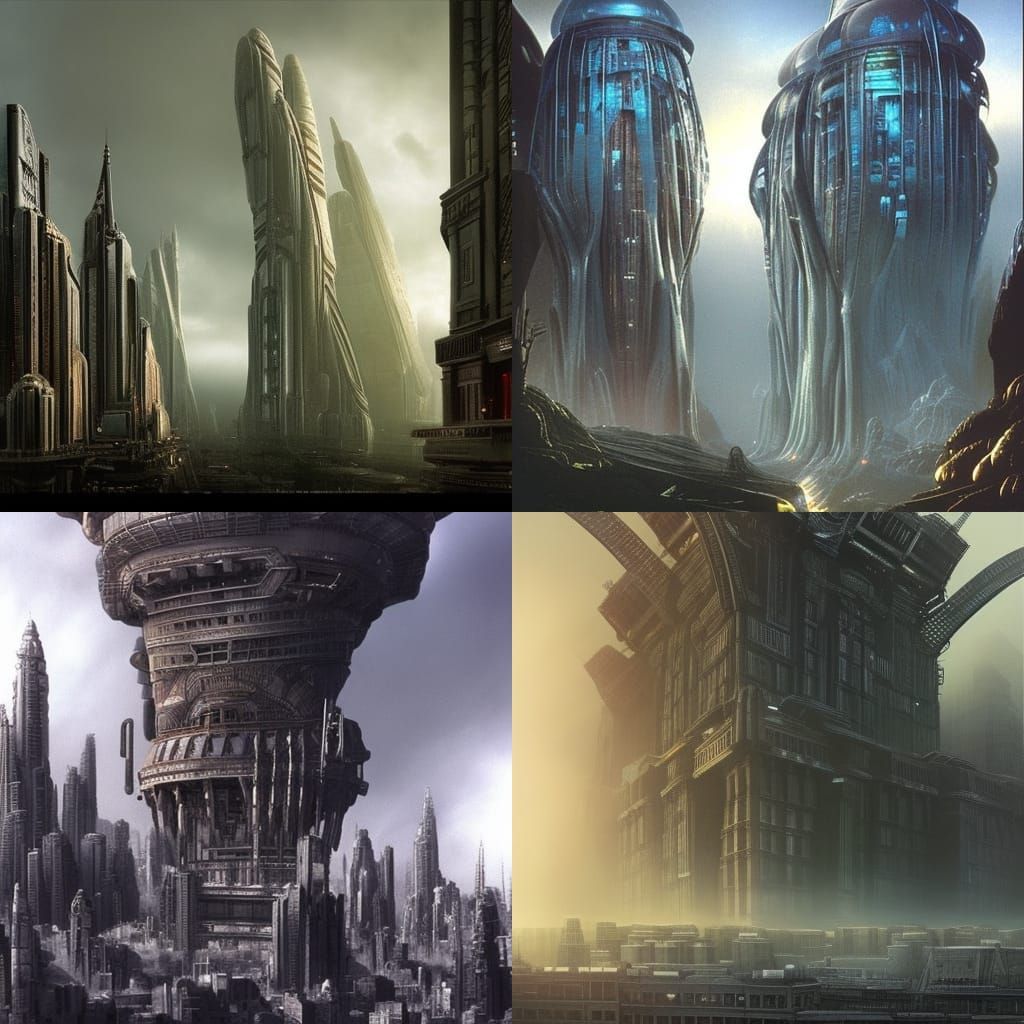 alien buildings - AI Generated Artwork - NightCafe Creator