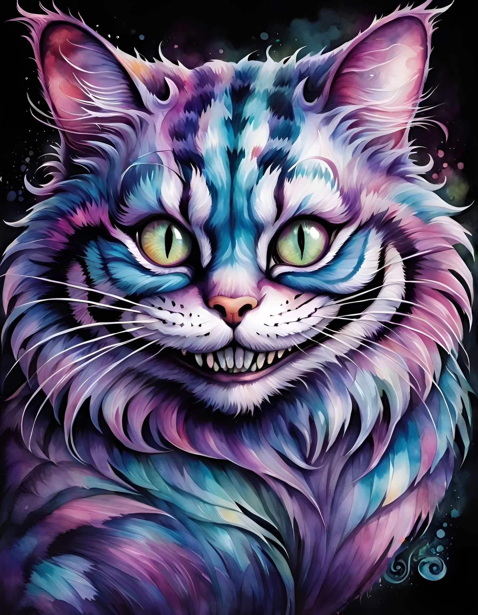 Watercolor Whimsical Cheshire Cat - AI Generated Artwork - NightCafe ...