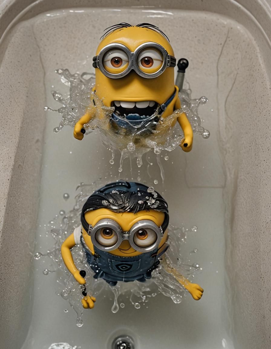 Minions gargling in the bath - AI Generated Artwork - NightCafe Creator