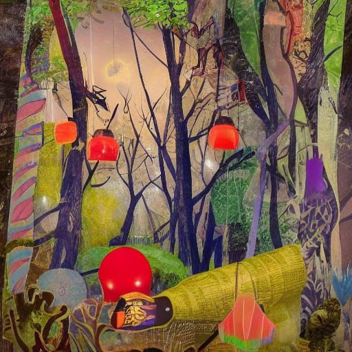 Alien Rabbits in a Whimsical Treehouse Scene - AI Art