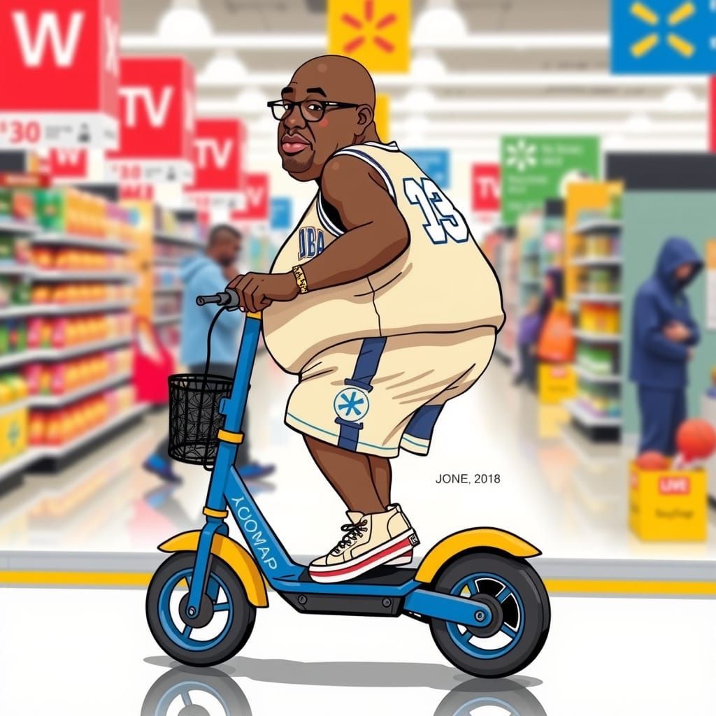 Vibrant NBA Jumpman on a Bright Blue and Yellow Wa... - AI Art