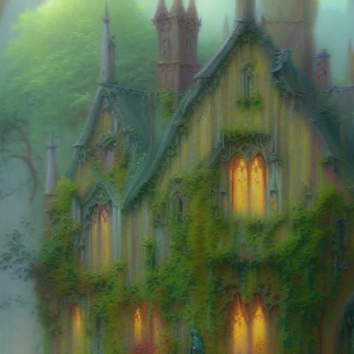 Moss and overgrown Ivy gothic house - AI Generated Artwork - NightCafe ...