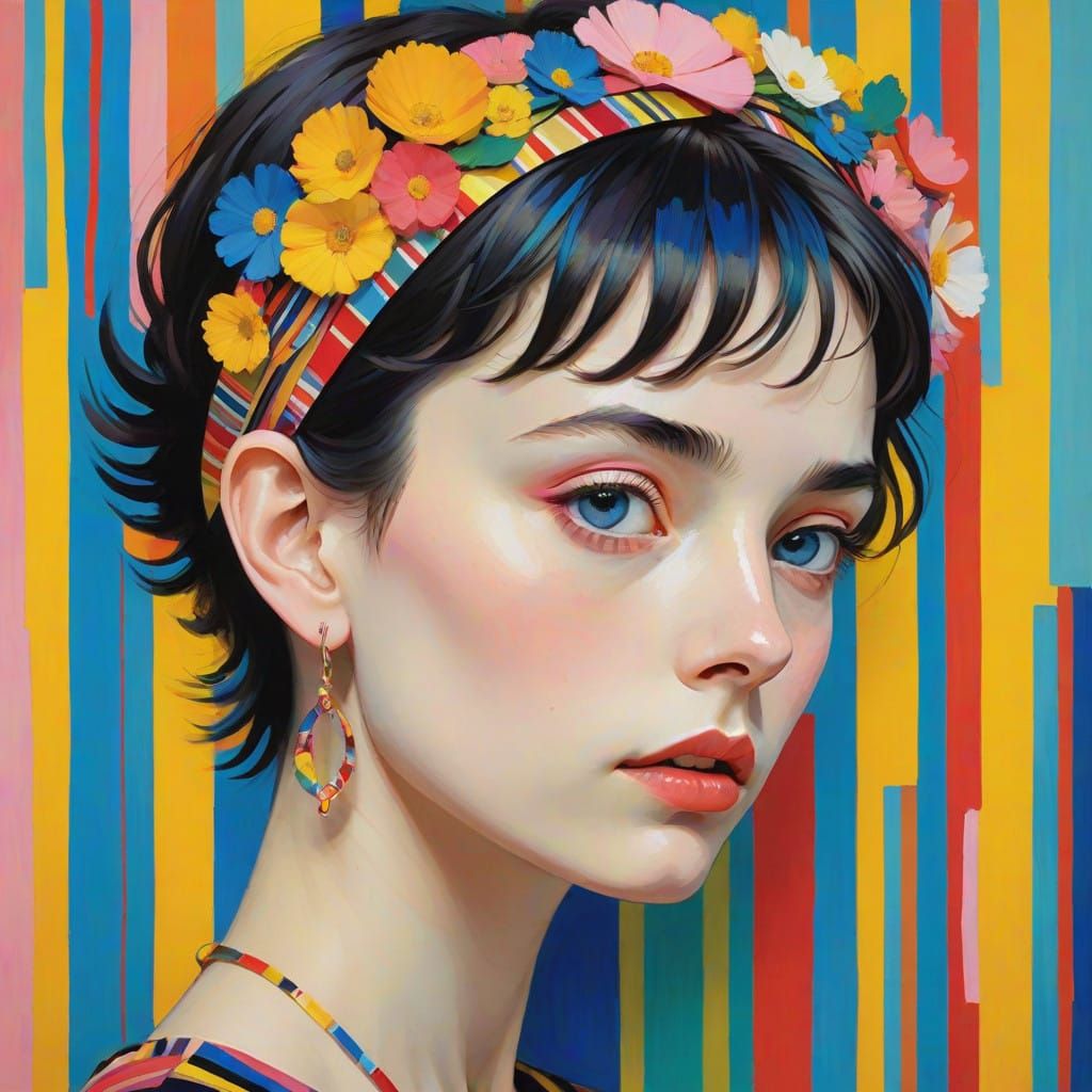 Woman's Profile in Vibrant, Expressionist Style - AI Art