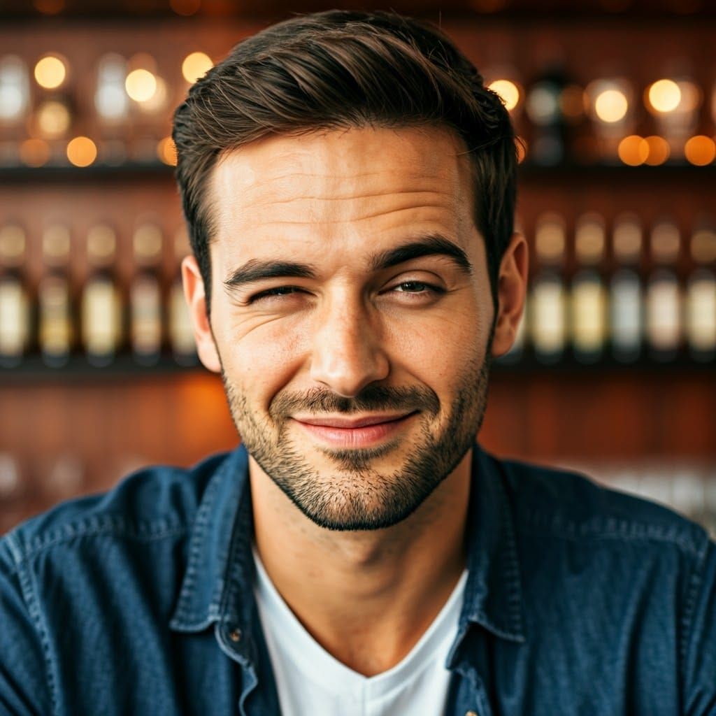 When I see a cute guy at the bar - Handsome Young Man Winks ...