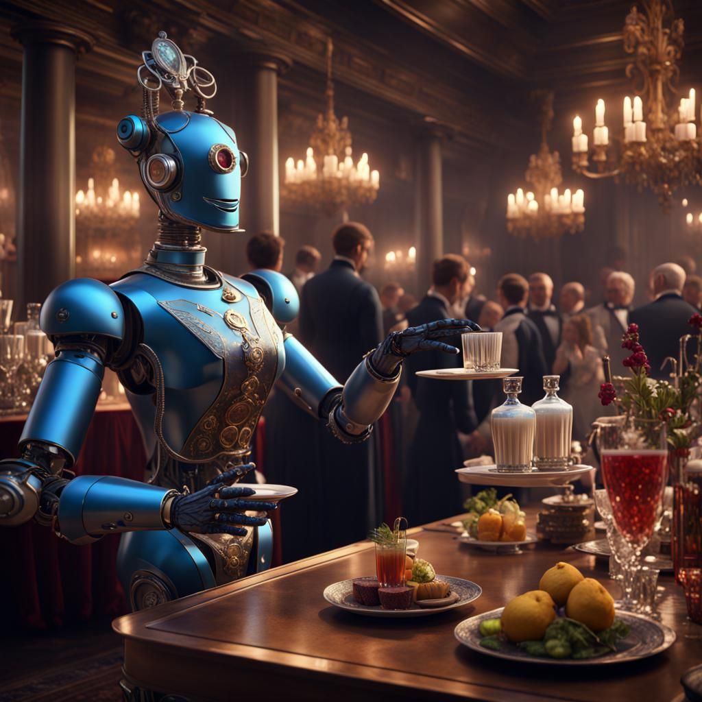 Robot Serves Drinks - AI Generated Artwork - NightCafe Creator