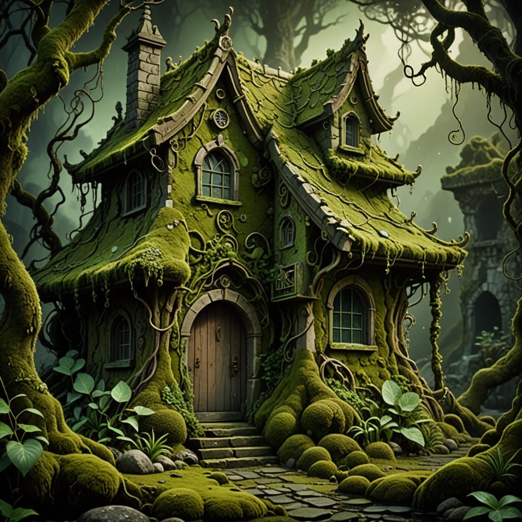 The House of Moss - Mystical Moss House with Jade Accents