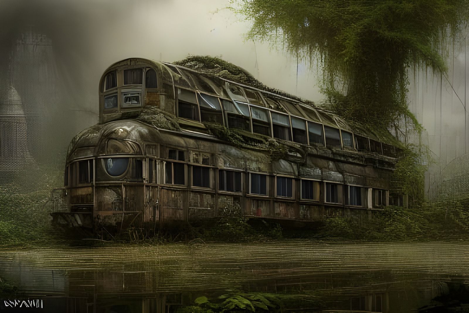 Post-Apocalyptic Train - AI Generated Artwork - NightCafe Creator