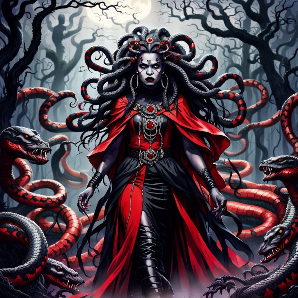 Medusa - Dark Gothic Medusa Emerges from African Night