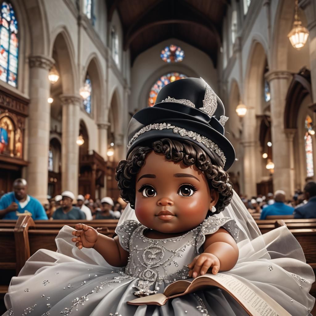 8k hyperrealistic oily illustration of a curvy American Black Chibi ...