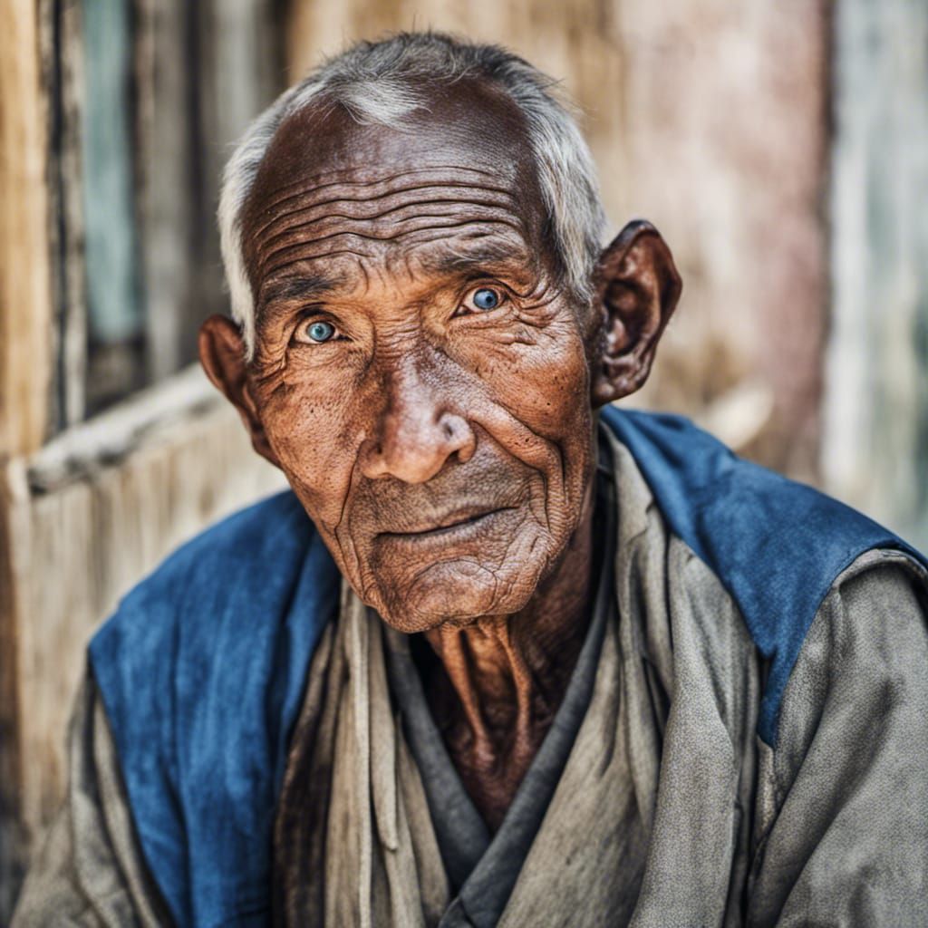 Portrait of a blue-eyed Butonese old man - AI Generated Artwork ...