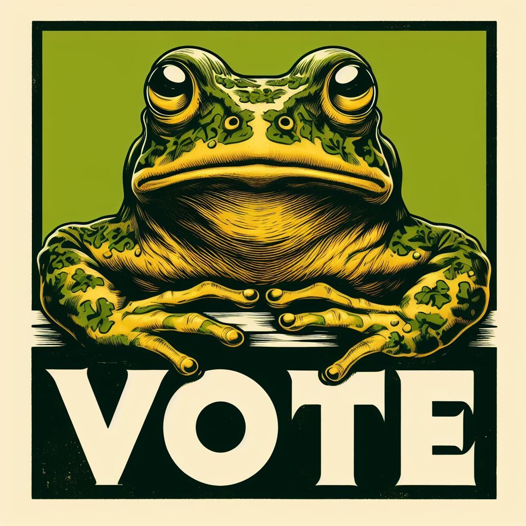Vote FROG 🐸 propaganda poster - AI Generated Artwork - NightCafe Creator