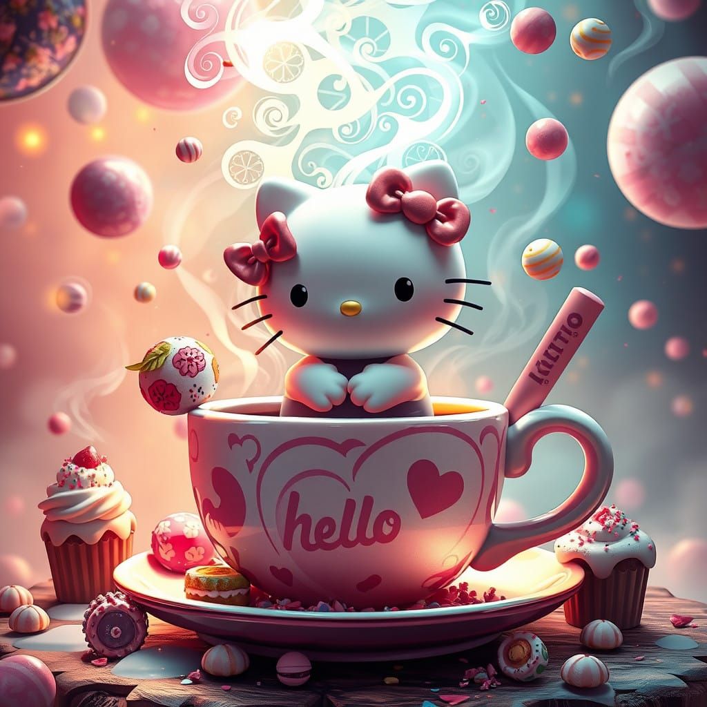 I Love Hello Kitty coffee cup - Hello Kitty in Whimsical Cof...