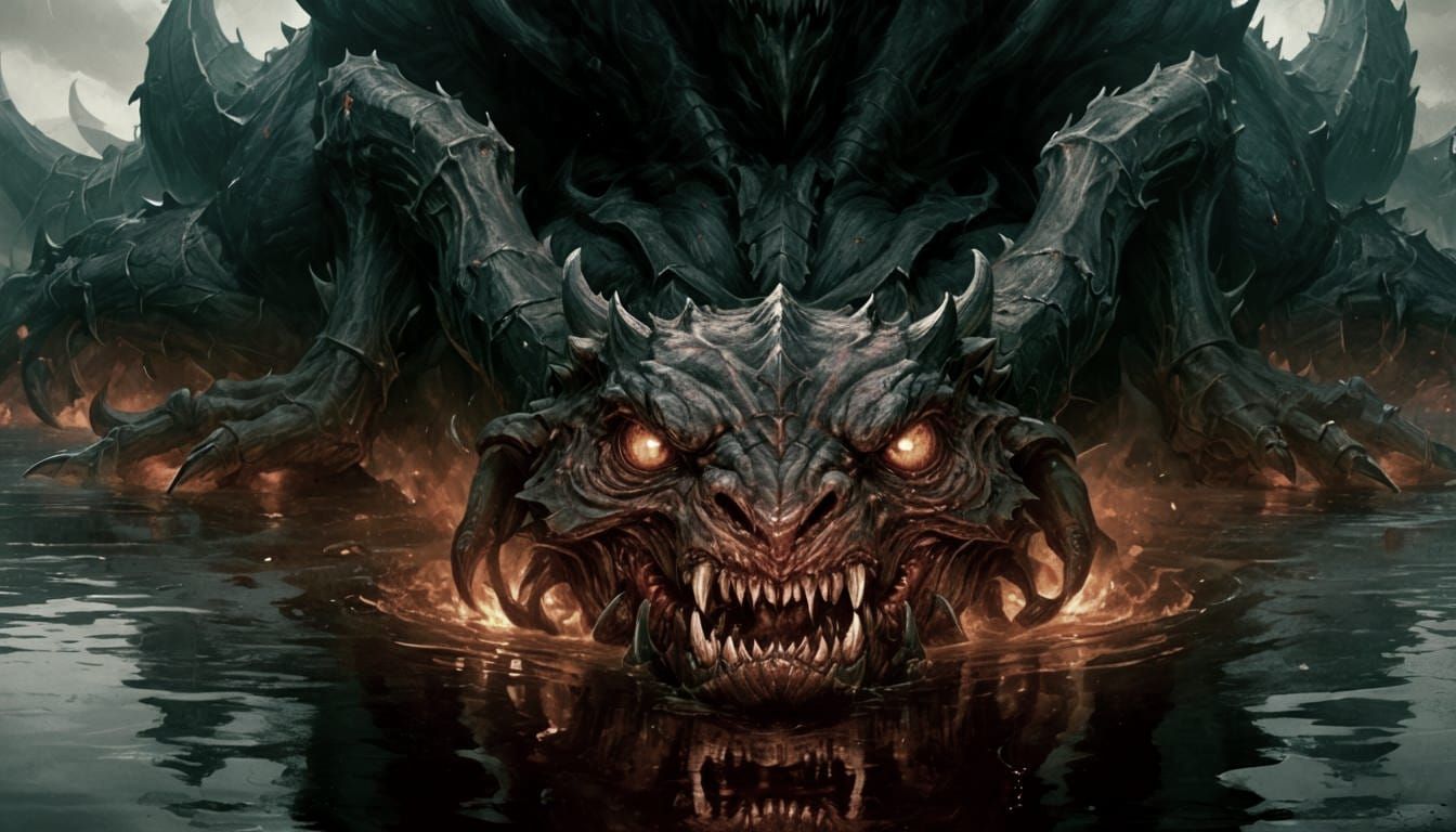 Creepy monster - Ominous Beast Emerges from Shadows