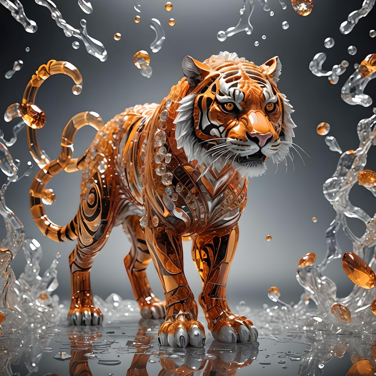 Orange topaz crystal tiger. - AI Generated Artwork - NightCafe Creator