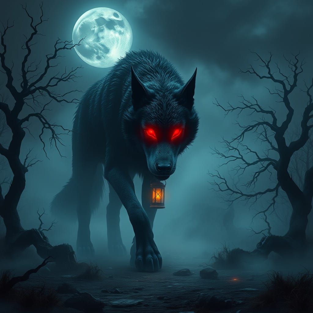Black, church Grim dog. - Ethereal Hound Stalks Moonlit Coun...
