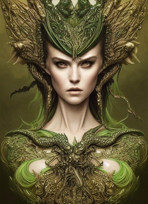 Peridot Dragon woman. (August) - AI Generated Artwork - NightCafe Creator