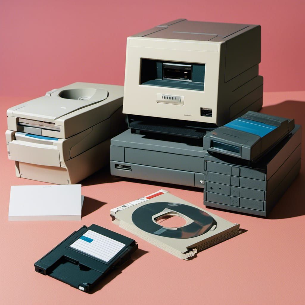 A still life with a 5.5in floppy disk, a 3.5in floppy disk, a ...