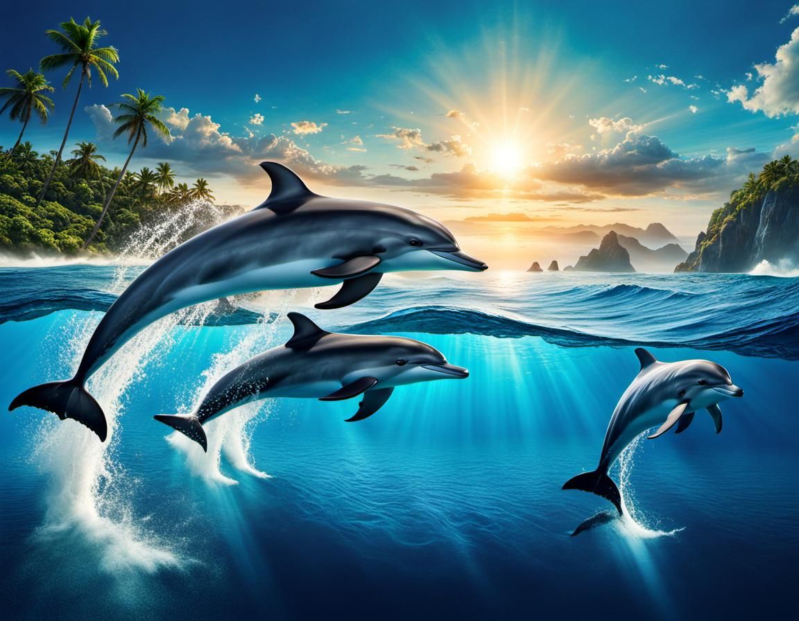 Dolphins in Symphony - AI Generated Artwork - NightCafe Creator