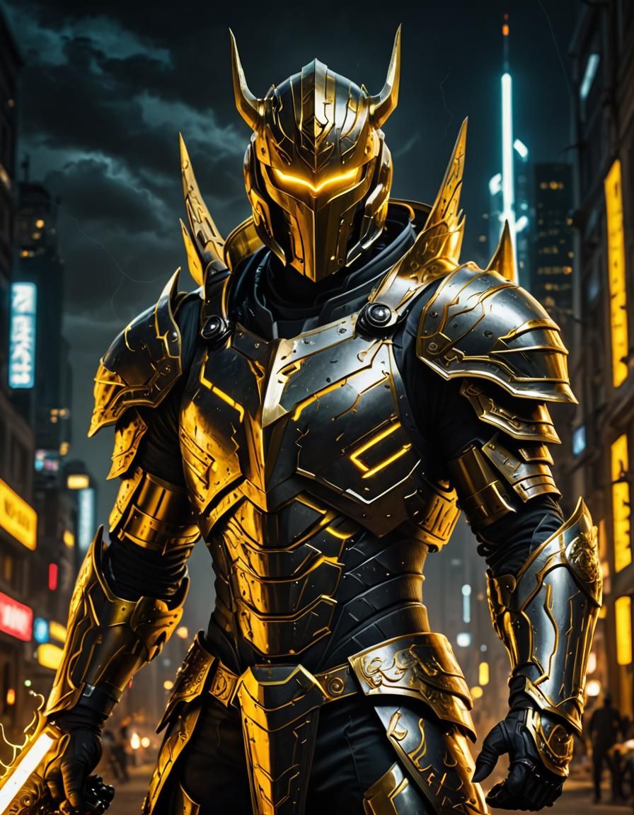 NEON KNIGHT: Dark Armor #9 - AI Generated Artwork - NightCafe Creator