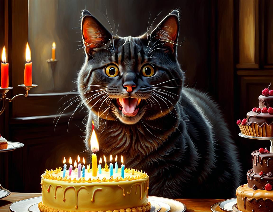 Birthday cat - AI Generated Artwork - NightCafe Creator