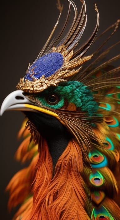 insanely detailed masterpiece showcasing a magical peacock-phoenix ...