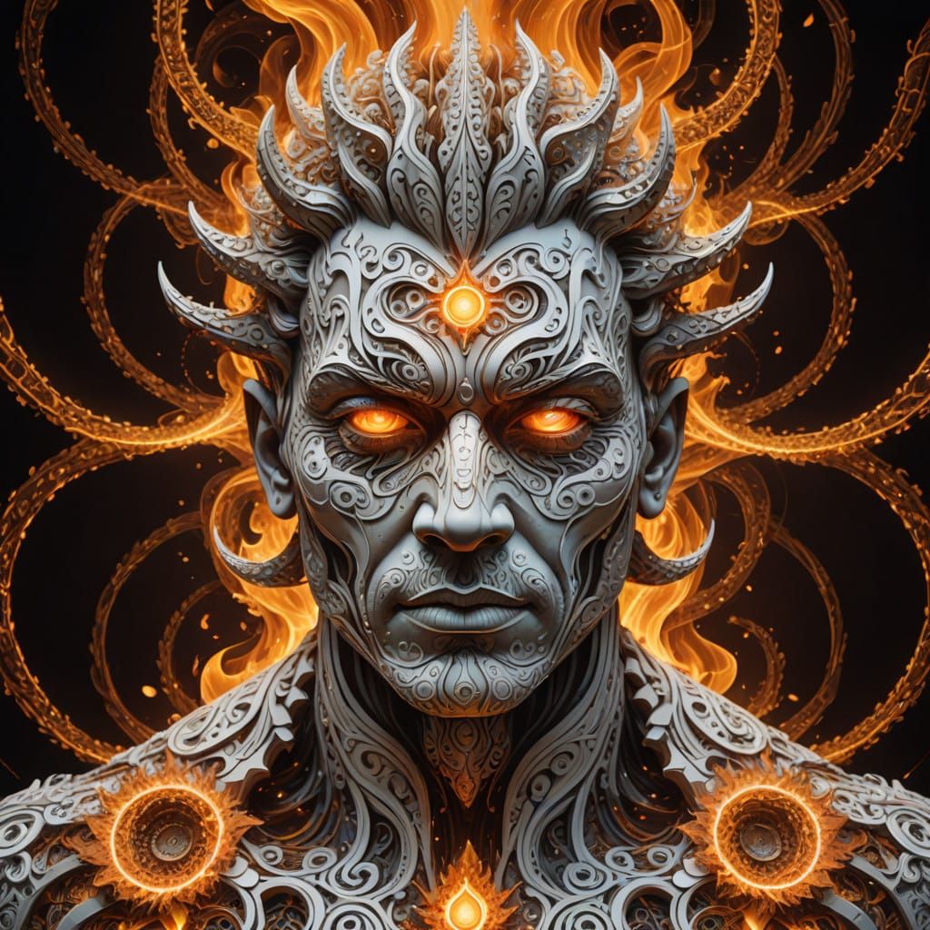 Colossus Castle with Burning Flames and Volumetric... - AI Art