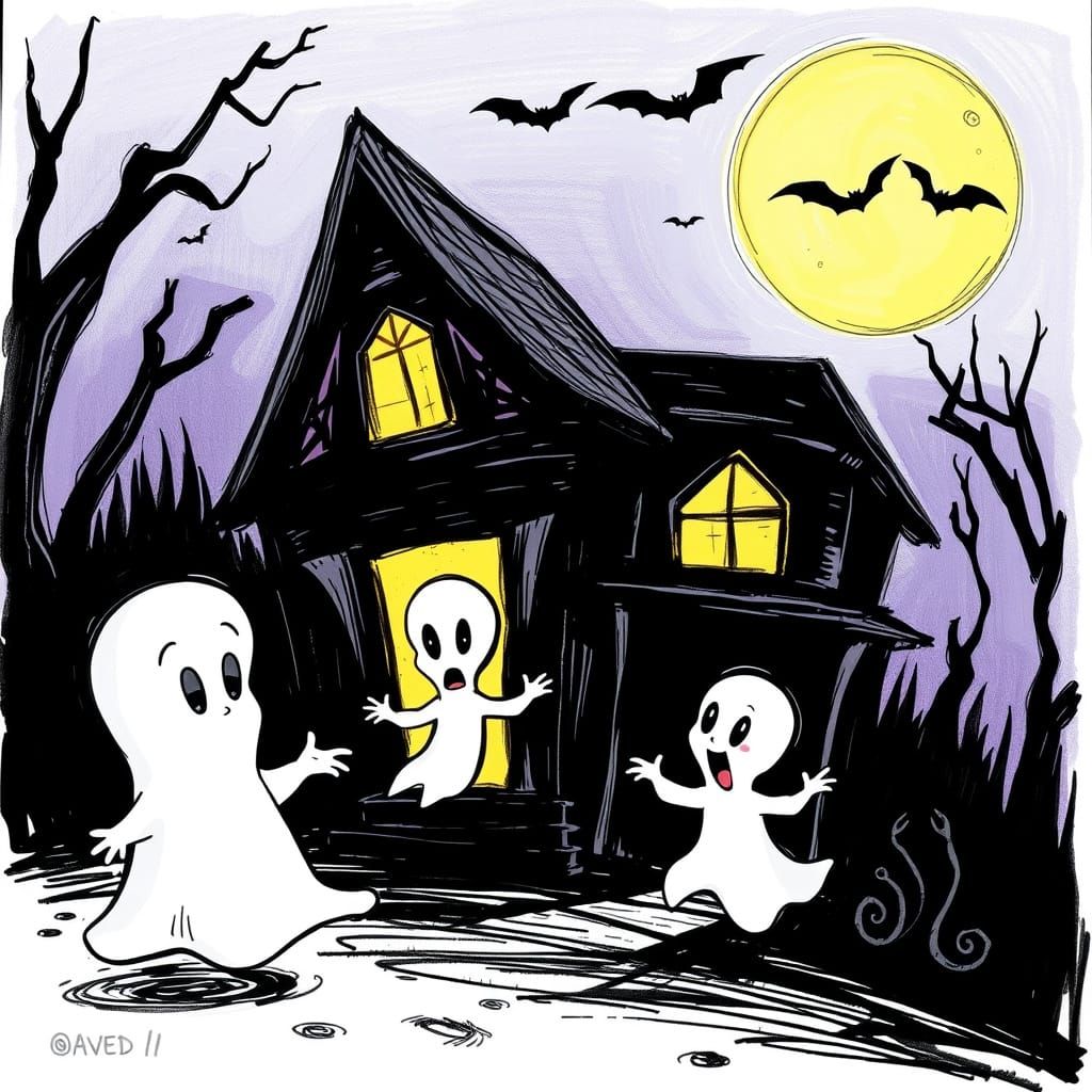 Casper's Eerie Adventure in a Haunted Mansion - AI Art