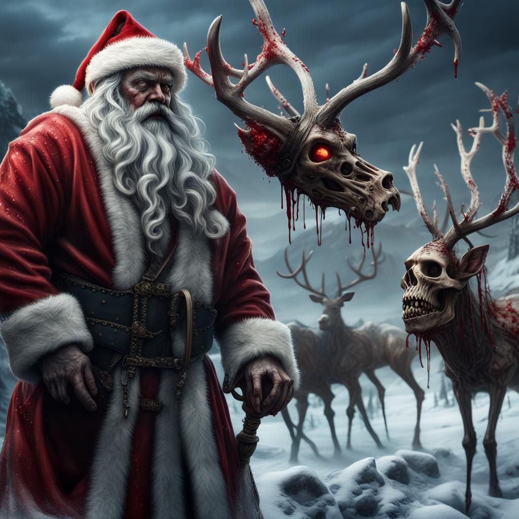 Demonic evil scary Santa clause blood and guts skulls and zombie ...