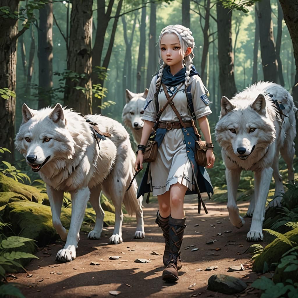 A Girl Walking With Wolves - AI Generated Artwork - NightCafe Creator