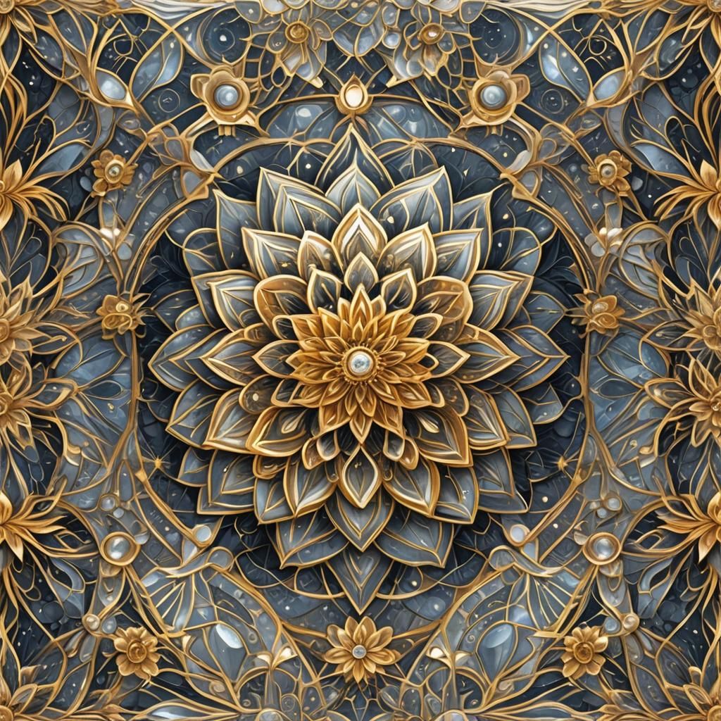 Gold and Silver Floral - AI Generated Artwork - NightCafe Creator