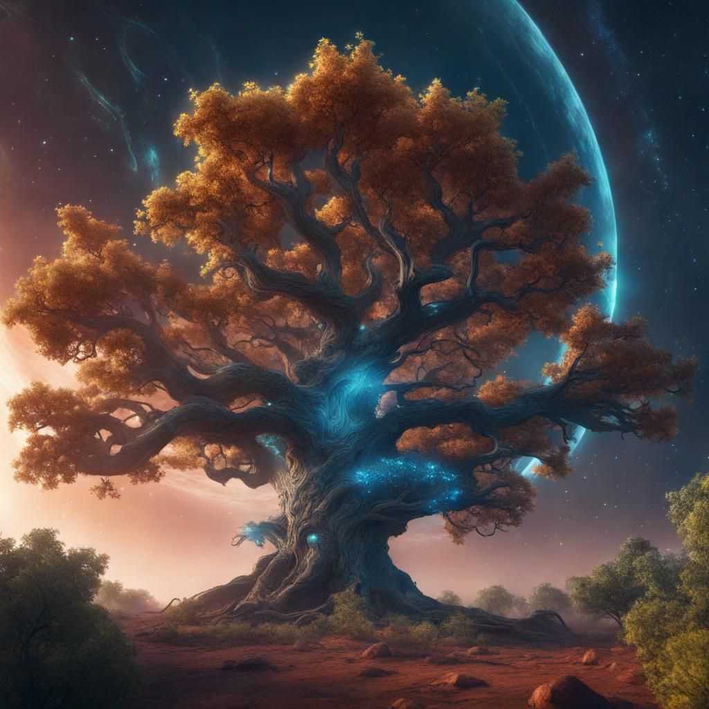 Science fiction space oak tree - AI Generated Artwork - NightCafe Creator