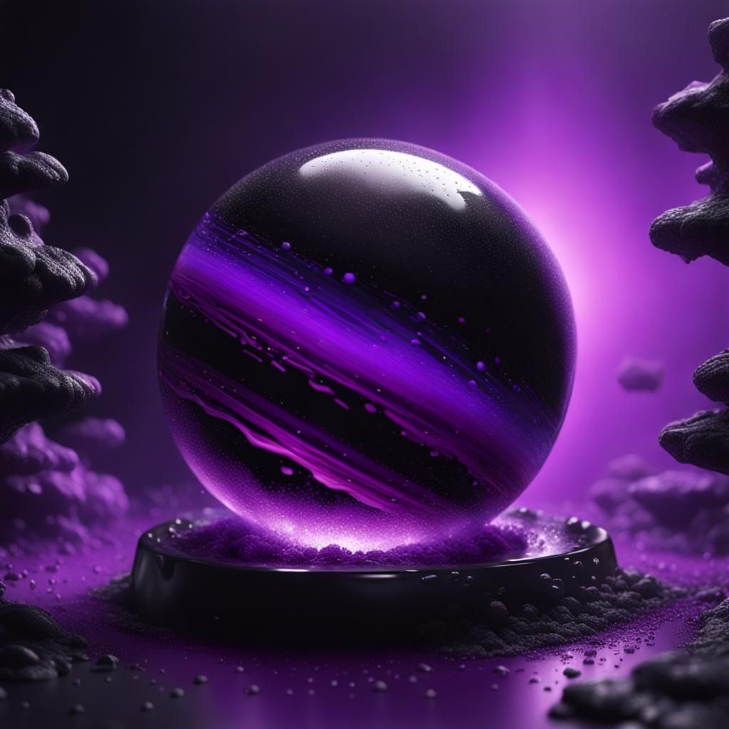 Sphere of black and purple energy hyperdetailed intricately detailed ...