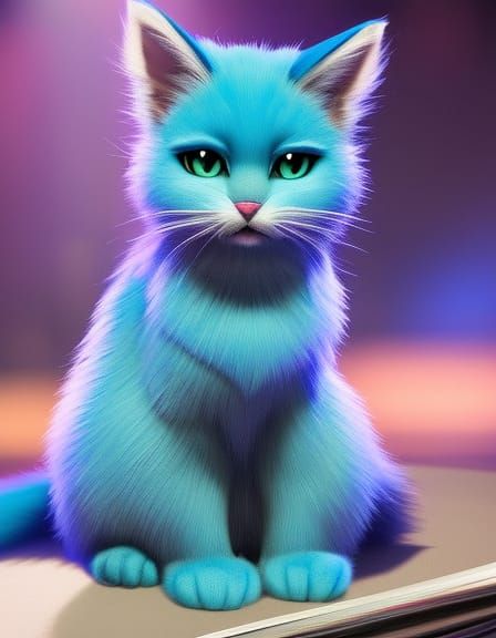 Blue Cat Fluffy - AI Generated Artwork - NightCafe Creator