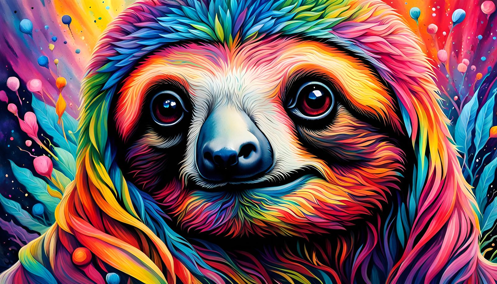 Psychedelic Rainbow Sloth - AI Generated Artwork - NightCafe Creator